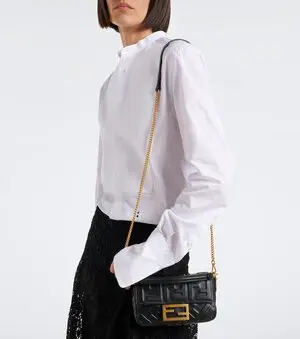 Fendi Baguette® Mini Leather Top-handle Bag - Black