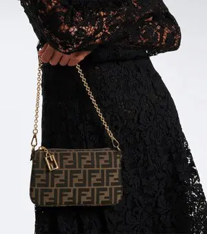 Fendi Tube Ff Zucca Pouch With Strap