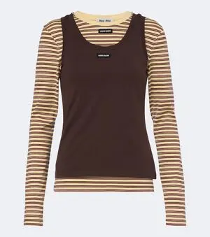 Miu Miu Cotton Jersey T-shirt And Tank Top Set - Yellow