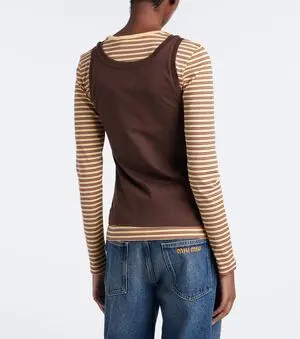 Miu Miu Cotton Jersey T-shirt And Tank Top Set - Yellow