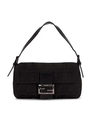 Fendi Zucca Baguette Shoulder Bag - Black