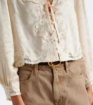 Rixo Tove Embroidered Floral Satin Blouse