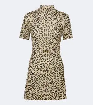 Rixo Kylie Leopard-print Wool Sweater Dress - Beige
