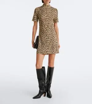 Rixo Kylie Leopard-print Wool Sweater Dress