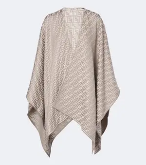 Fendi Ff Wool And Silk Poncho - Grey