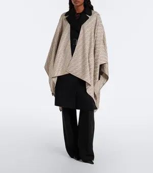 Fendi Ff Wool And Silk Poncho