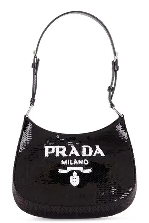 Prada Sequin Paillettes Cleo Shoulder Bag - Black