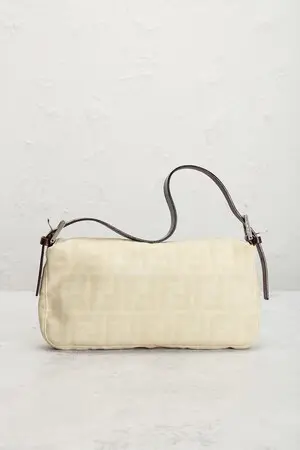 Fendi Zucca Baguette Shoulder Bag In Cream