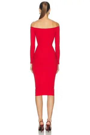FLEUR DU MAL Hourglass Rib Midi Dress In Red