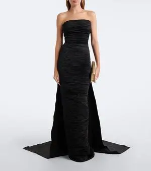 MARMAR HALIM Pleated Satin Bustier Gown