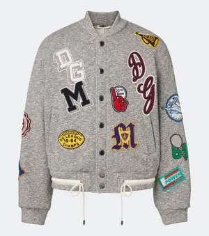Dolce & Gabbana Patch-appliqué Cotton Varsity Jacket - Grey