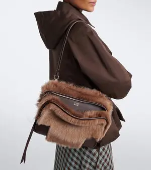 Loewe Amazona 180 Medium Shearling Top-handle Bag