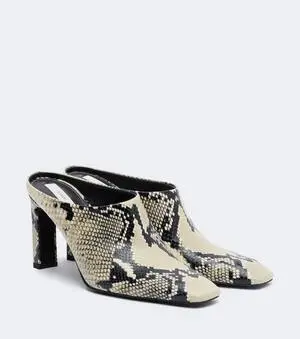 TOTEME Snake-effect Leather Mules - Black