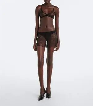 Khaite Tilly Sheer Lace Shorts