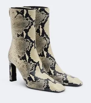 TOTEME Snake-effect Leather Ankle Boots - Black