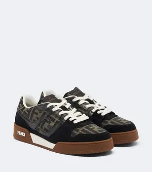 Fendi Match Jacquard Suede-trimmed Sneakers - Black