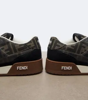 Fendi Match Jacquard Suede-trimmed Sneakers
