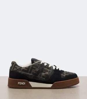 Fendi Match Jacquard Suede-trimmed Sneakers