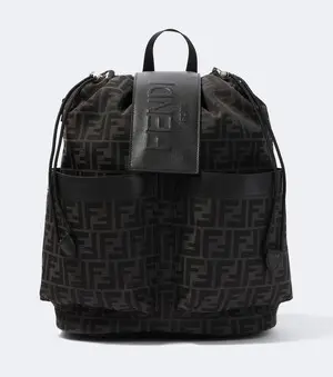 Fendi Strike Ff Zucca Leather-trimmed Backpack - Black