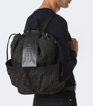 Fendi Strike Ff Zucca Leather-trimmed Backpack