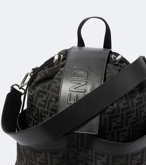 Fendi Strike Ff Zucca Leather-trimmed Backpack