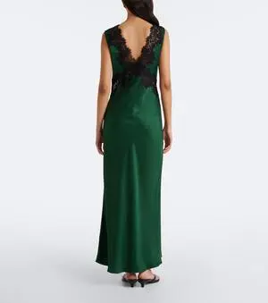 Rixo Lysandra Lace-trimmed Satin Midi Dress