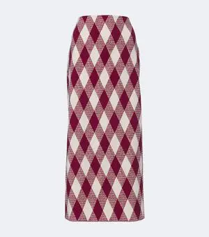 Oscar De La Renta Argyle Wool-blend Pencil Skirt - Burgundy