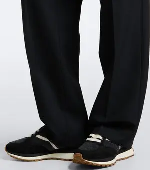 Veronica Beard Valentina Suede-trimmed Sneakers - Black