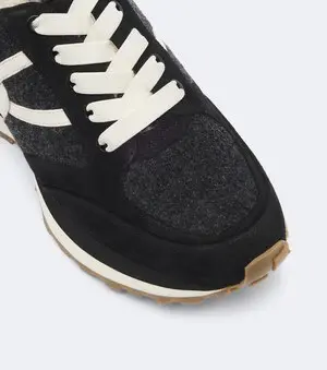 Veronica Beard Valentina Suede-trimmed Sneakers - Black