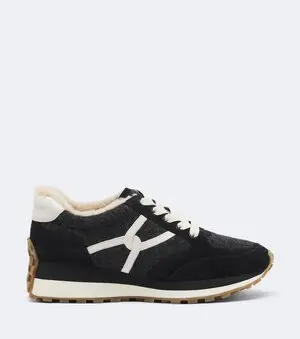 Veronica Beard Valentina Suede-trimmed Sneakers - Black