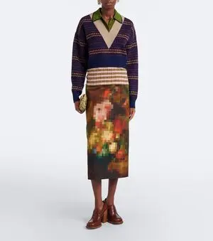 Dries Van Noten Jacquard Wool-blend Polo Sweater - Multicoloured