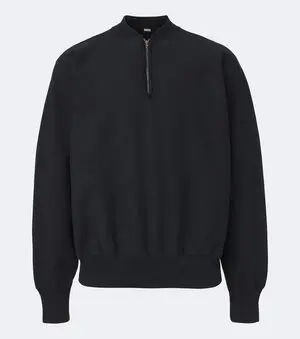 A.PRESSE Cotton Zip-up Sweater - Black