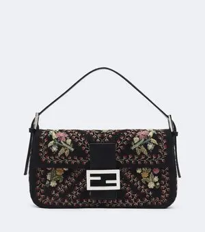 Fendi Baguette® 26424 Floral Suede Shoulder Bag - Multicoloured