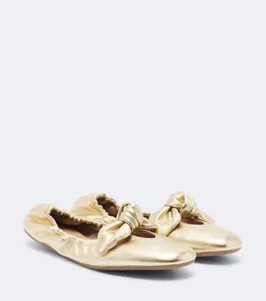 Zimmermann Carousel Metallic Leather Ballet Flats - Gold