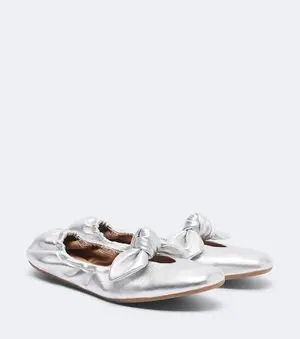 Zimmermann Carousel Metallic Leather Ballet Flats - Silver