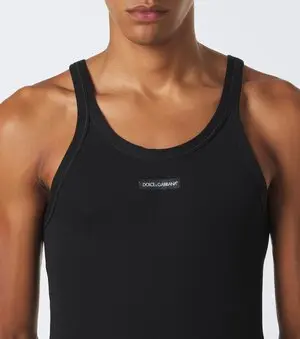 Dolce & Gabbana Logo Ribbed-knit Cotton Tank Top