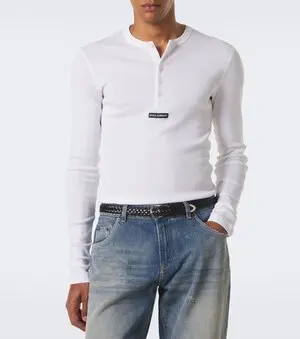 Dolce & Gabbana Logo Ribbed-knit Cotton Henley Shirt
