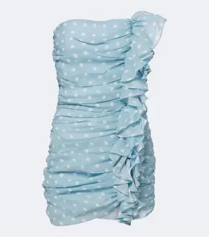 Nina Ricci Polka-dot Silk Bustier Dress - Blue