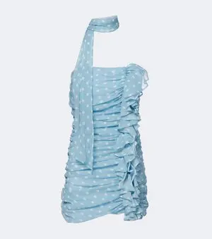 Nina Ricci Polka-dot Silk Bustier Dress - Blue