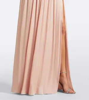 Costarellos Avalia Draped Embellished Georgette Bustier Gown