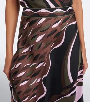 Emilio Pucci Dune Asymmetric Silk Twill Midi Skirt