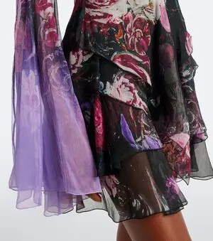 Roberto Cavalli Floral Open-back Silk Minidress