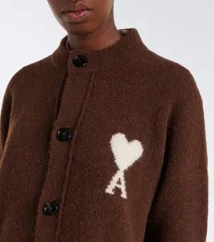 AMI Paris De Coeur Alpaca And Wool-blend Cardigan