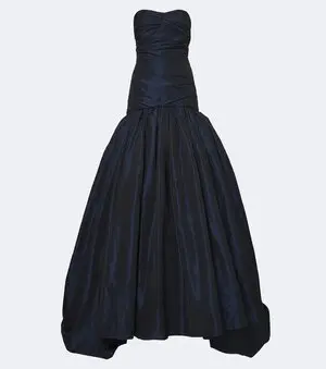 MARMAR HALIM Draped Taffeta Bustier Gown - Blue