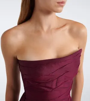 MARMAR HALIM Draped Taffeta Bustier Gown - Purple