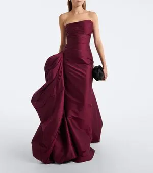 MARMAR HALIM Draped Taffeta Bustier Gown - Purple