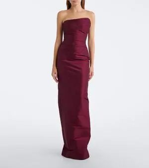MARMAR HALIM Draped Taffeta Bustier Gown - Purple