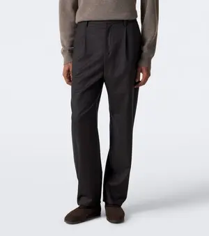 Agnona Wool Pleated Straight Pants