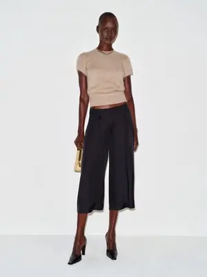 REFORMATION Robbie Silk Twill Culotte - Black