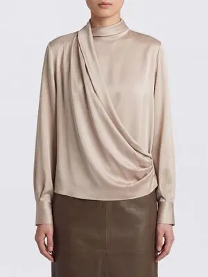 Brunello Cucinelli Long-sleeved Draped Silk Blouse